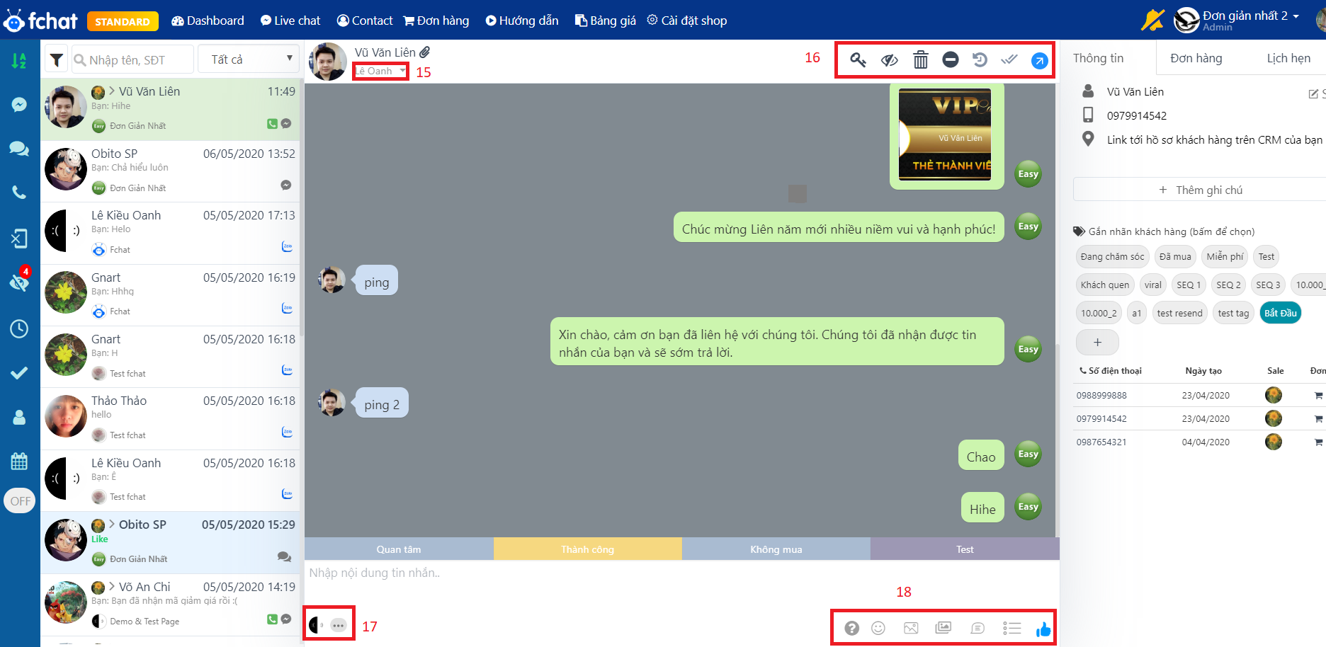 Livechat và thiết lập trạng thái hội thoại
